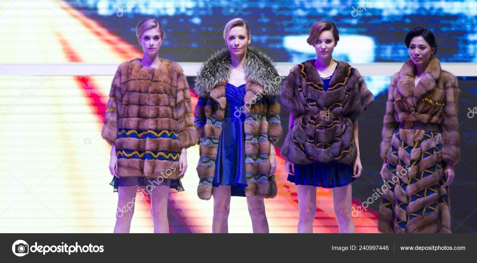 Models Display Creations Made Animal Fur Fashion Show Hong Kong — Stock ...