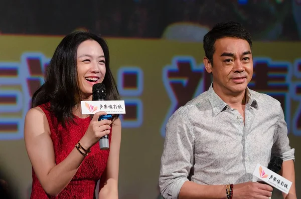 Hong Kong Actor Chow Yun Fat Right Chinese Actress Zhou – Stock ...