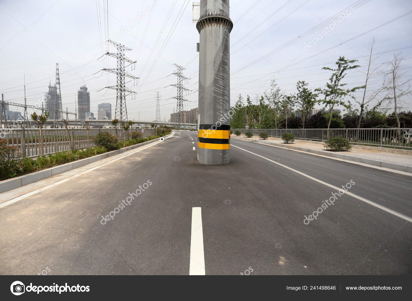 Telegraph Pole Pictured Middle Newly Built Highway Zhengzhou City ...