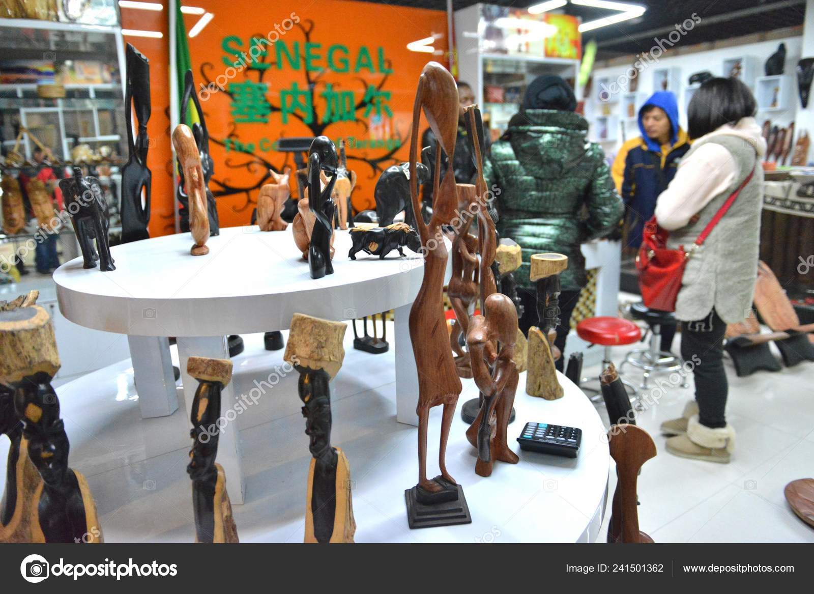 File African Vendor Sells African Handicrafts Booth Senegal China Yiwu ...