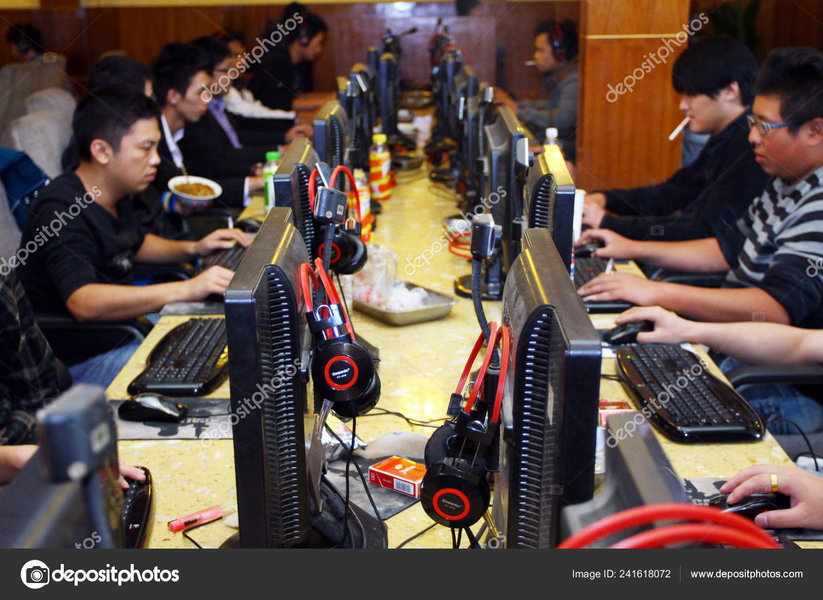 Young Chinese Netizens Play Online Games Internet Cafe Jiashan County ...