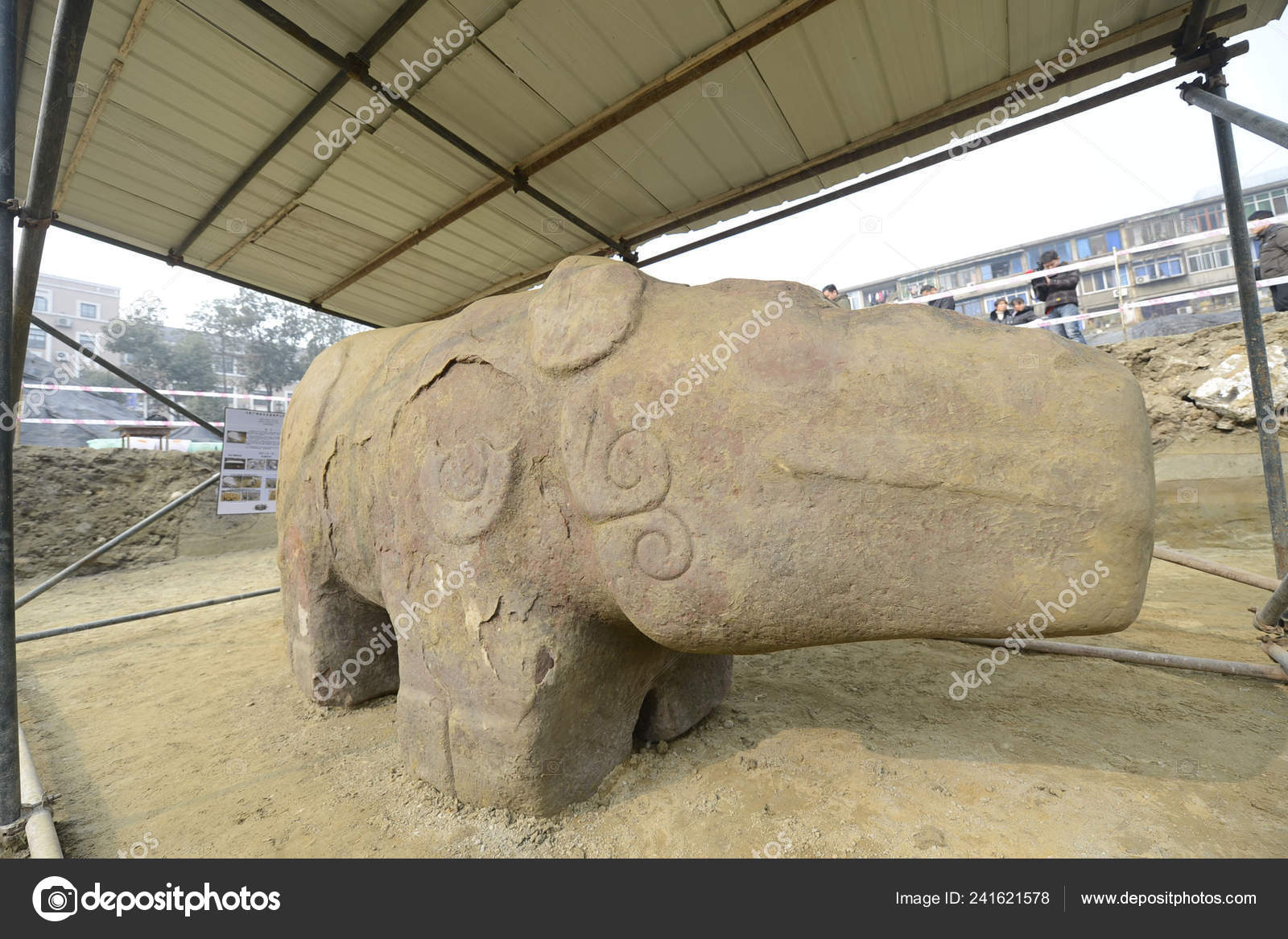 000 Year Old Stone Beast Displayed Excavation Site Chengdu City – Stock ...