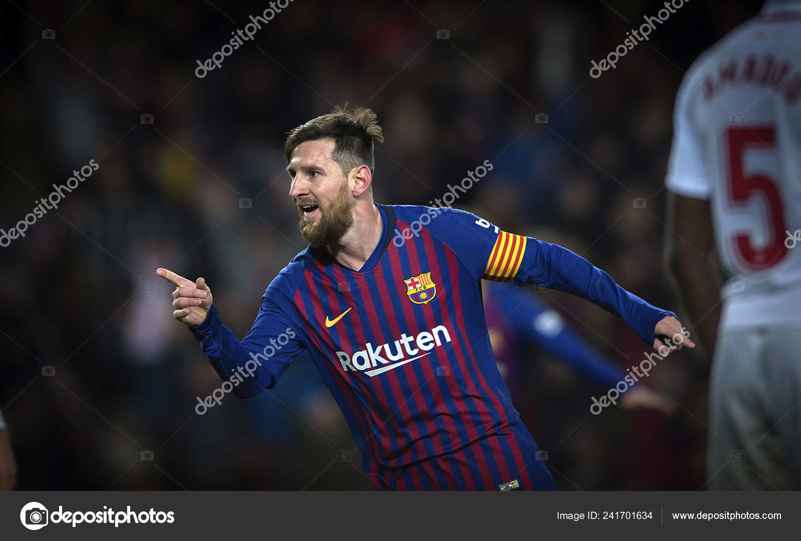 Lionel Messi Barcelona Celebrates Scoring Goal Sevilla Second Match ...