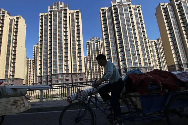 Stop Sign Displayed Road Next High Rise Apartment Buildings Residential ...