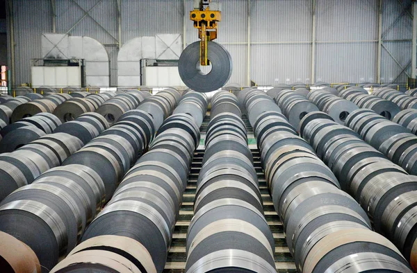 Casting, the part of steel production at steel mill. ⬇ Stock Photo ...