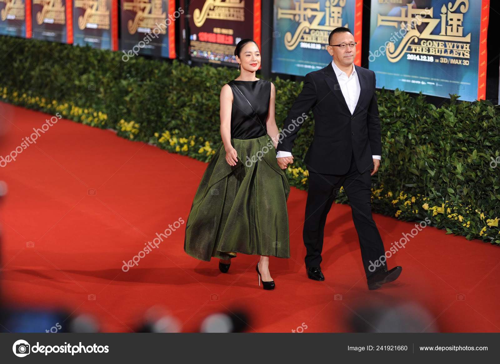 Chinese Director Actor Jiang Wen Right Holds Hands His Actress – Stock ...