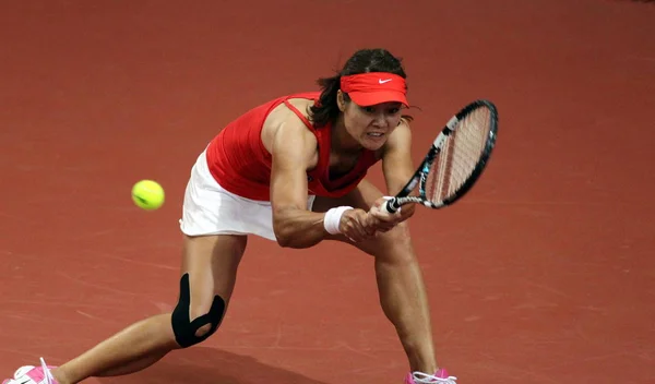 Chinas Tennis Player Zheng Jie Returns Shot Group Match Chinese – Stock ...