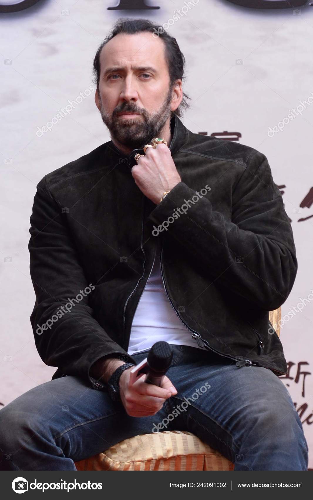 American Actor Nicolas Cage Poses Press Conference His New Movie ...