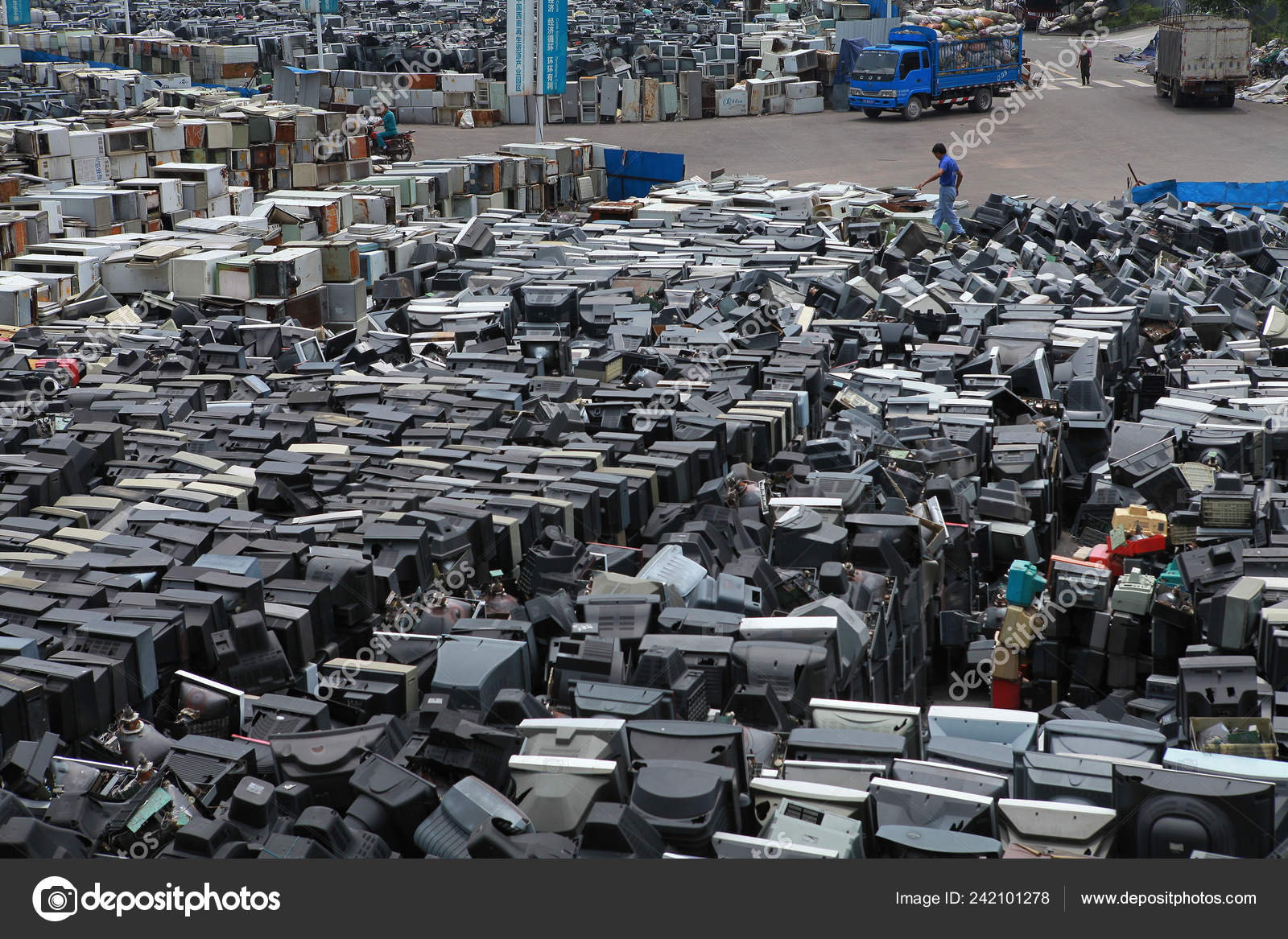 Stacks Discarded Outdated Crt Cathode Ray Tube Sets Refrigerators Other ...