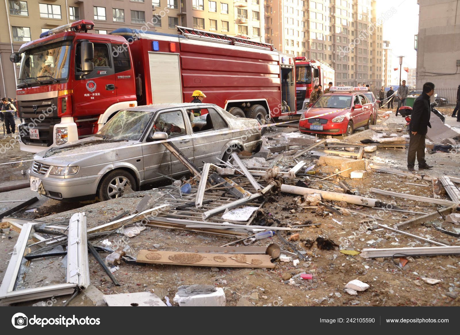 View Debris Street Explosion Occurred Second Floor Residential Building ...