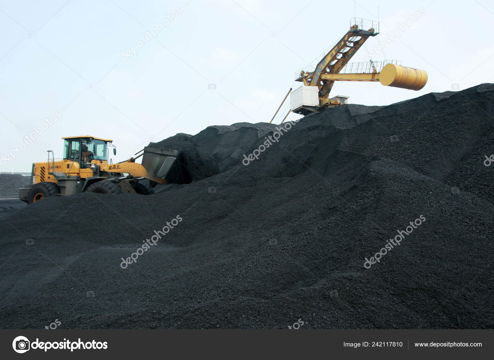Forklifts Load Unload Coal Pile Coal Chemical Factory Huaibei East ...