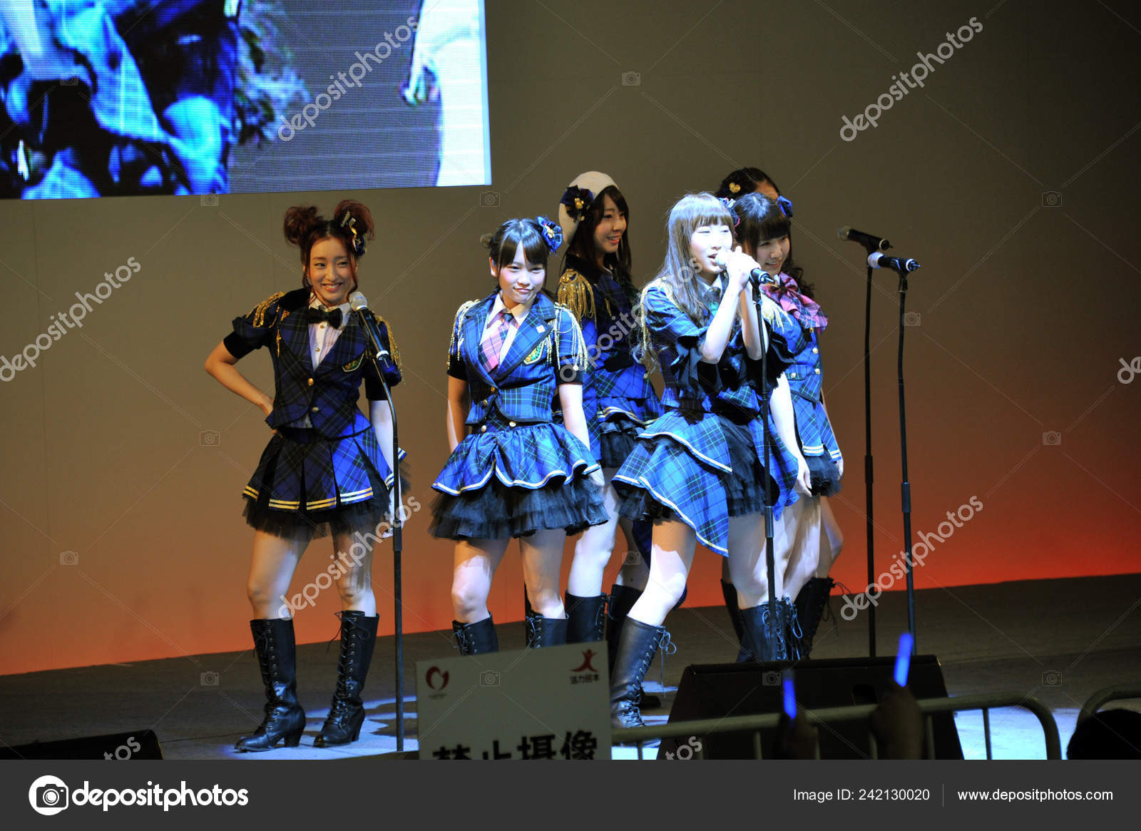 Members Japanese Female Idol Group Akb48 Perform Concert Beijing China