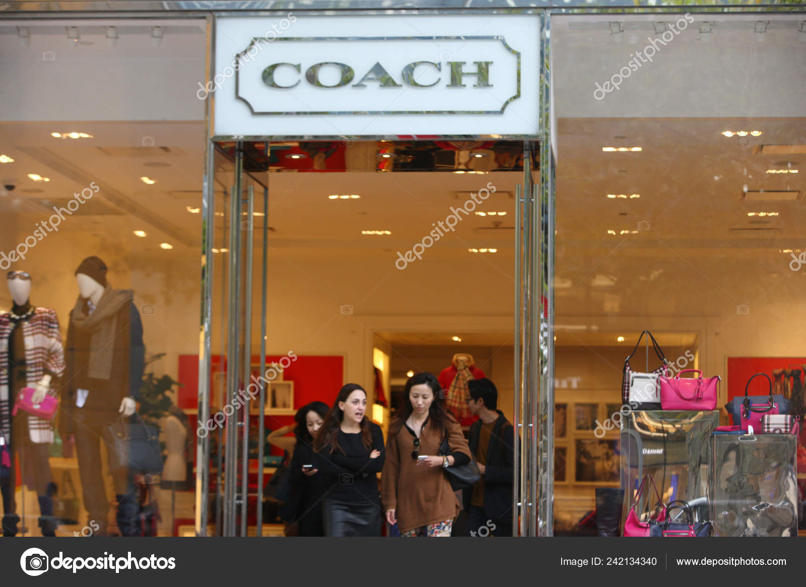 Customers Leave Coach Store Shanghai China October 2012 – Stock ...