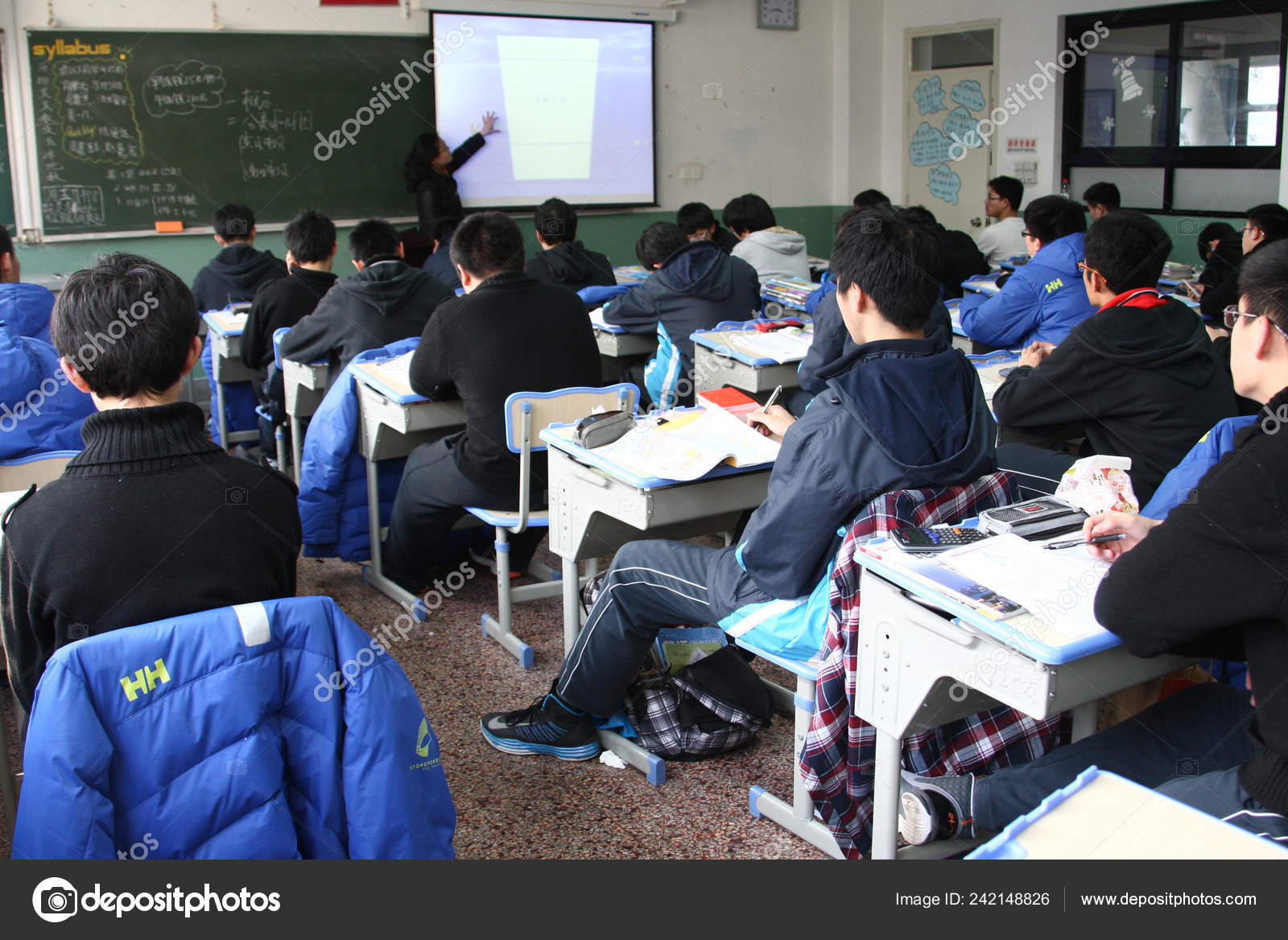 Chinese Senior High School Students Listen Teacher Shanghai High School ...
