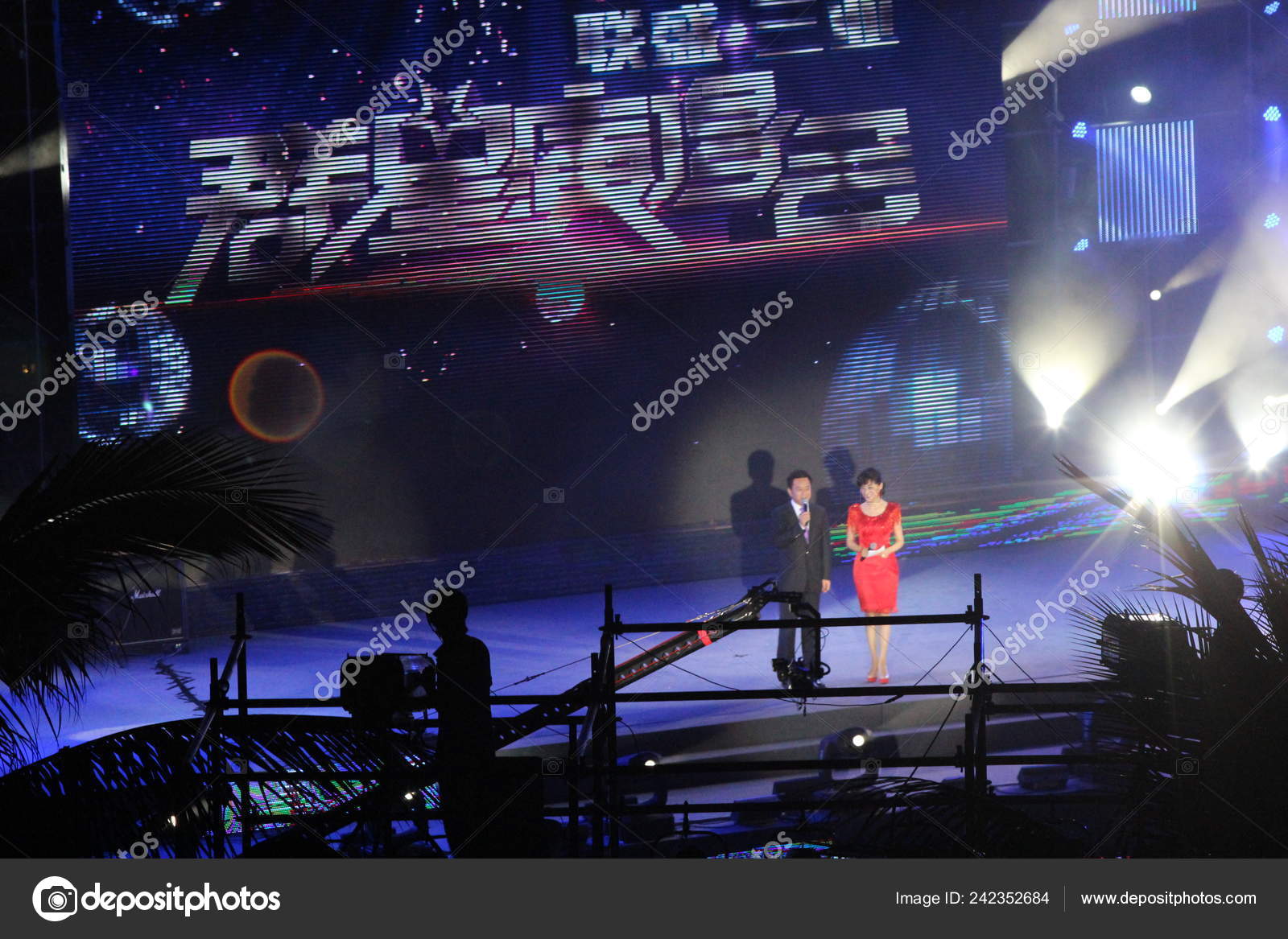 File Chinese Host Zhu Jun Hostess Zhou Tao Speak Wedding — Stock ...