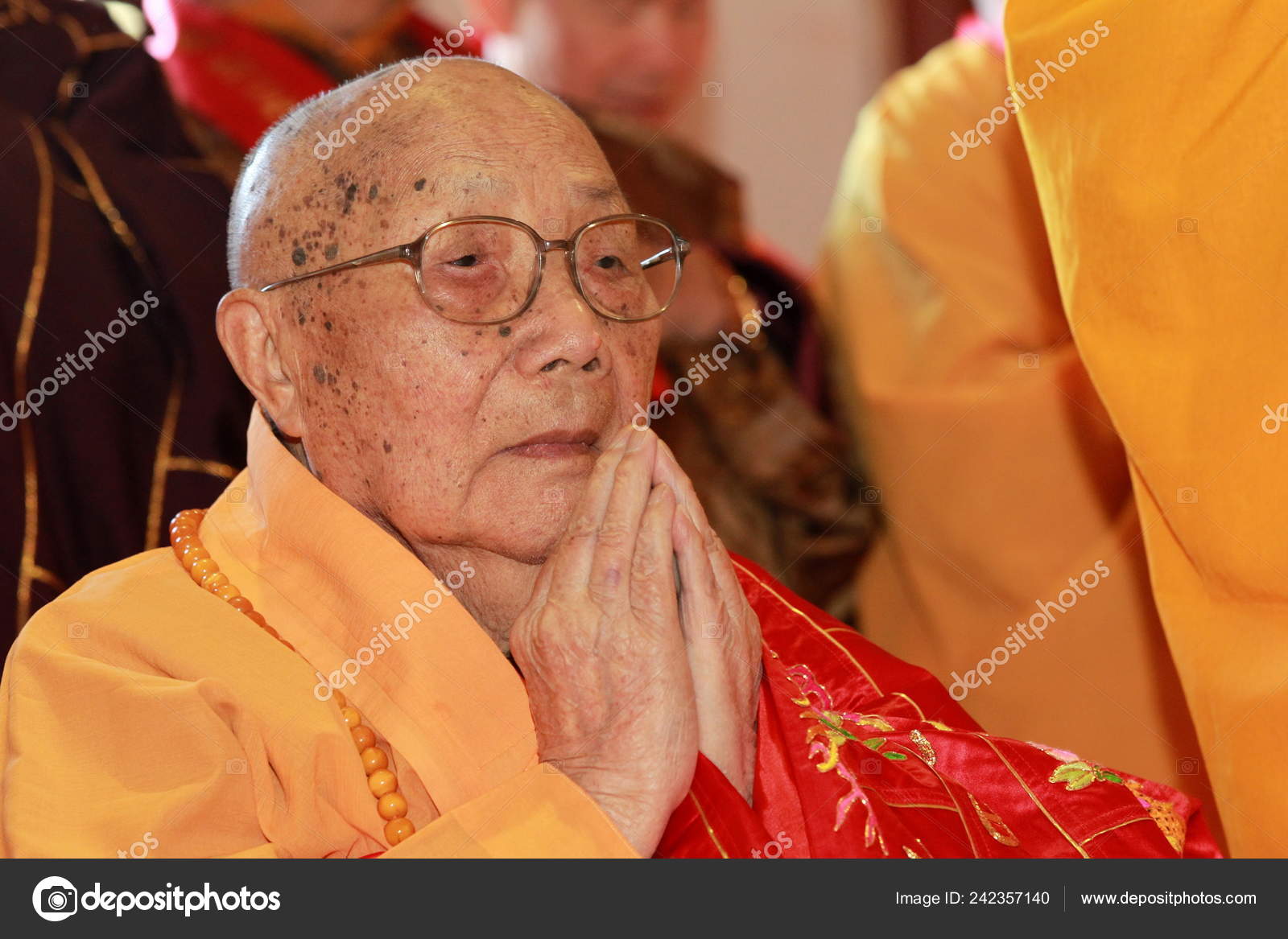 File Chinese Renowned Buddhist Master Ben Huan Puts His Palms – Stock ...