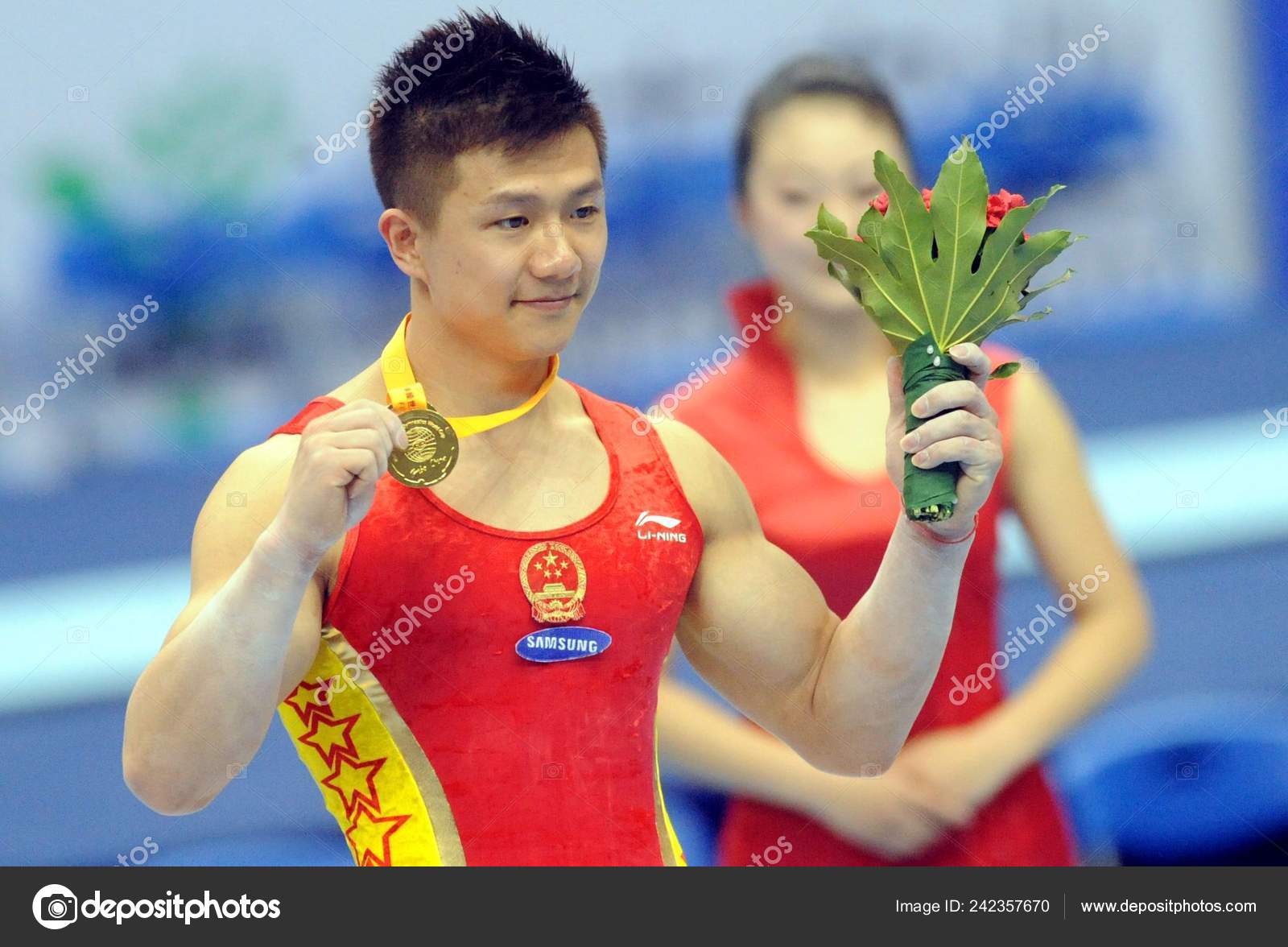 Gold Medalist Chen Yibing China Poses Award Ceremony Mens Rings – Stock ...