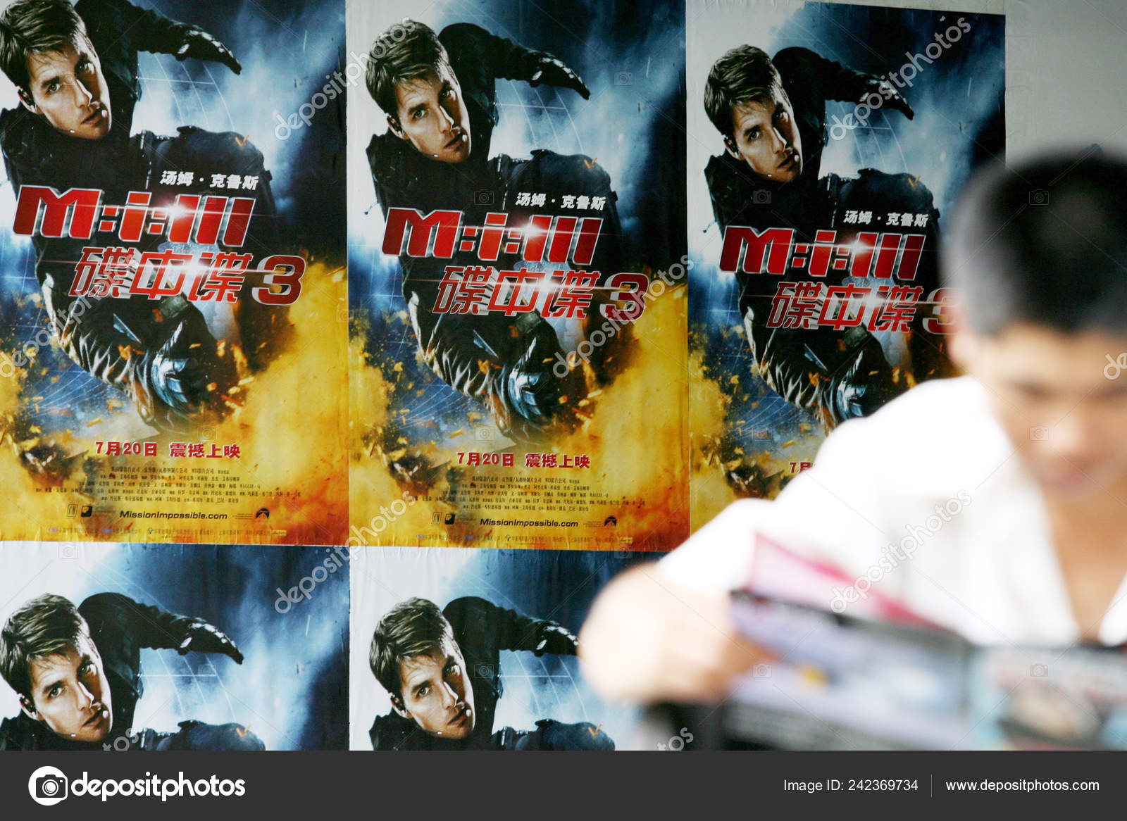Man Reads Pamphlet Front Chinese Posters Movie Mission Impossible Iii ...