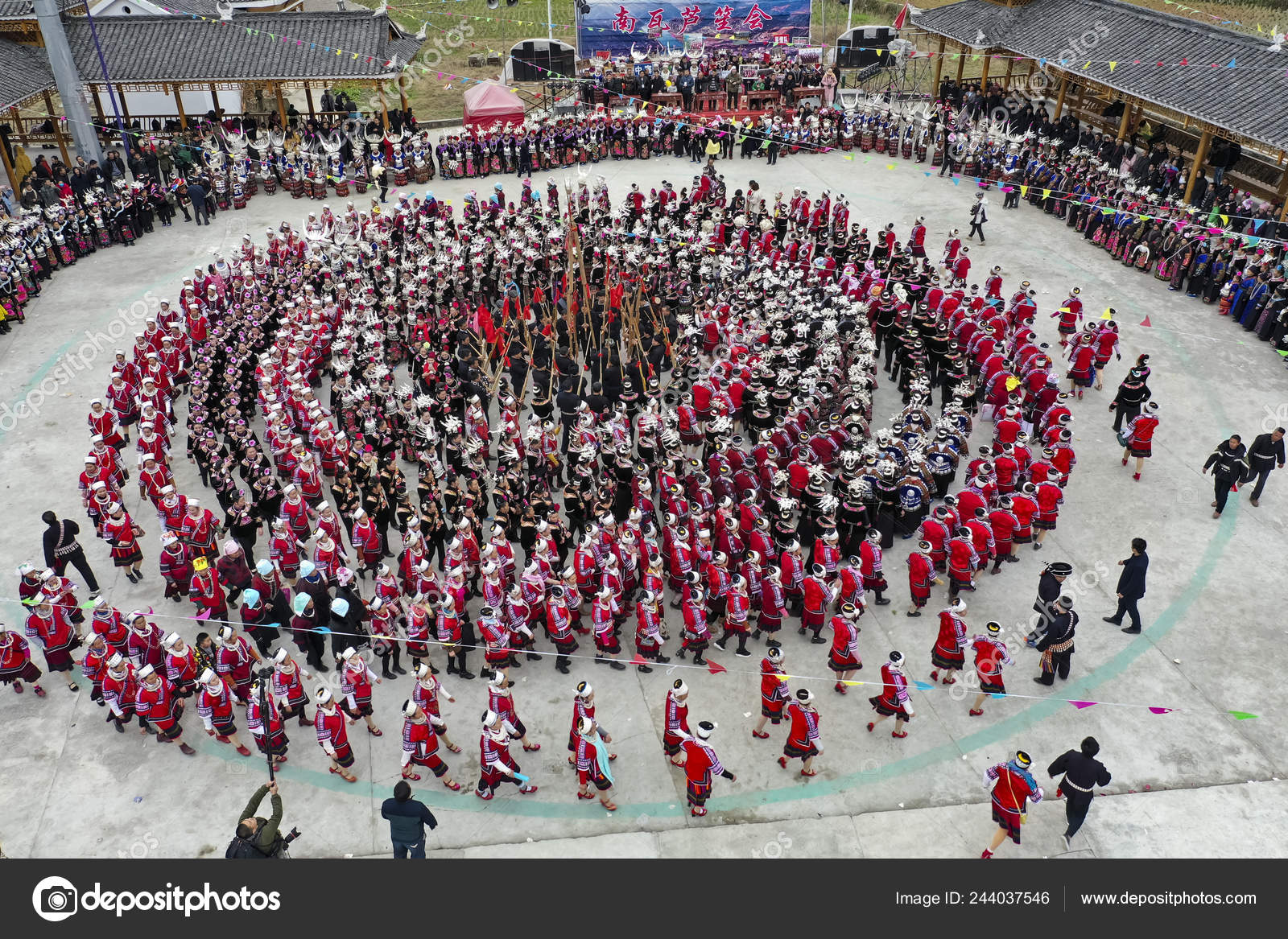 Local Chinese People Miao Ethnic Minority Dressed Traditional Silver ...