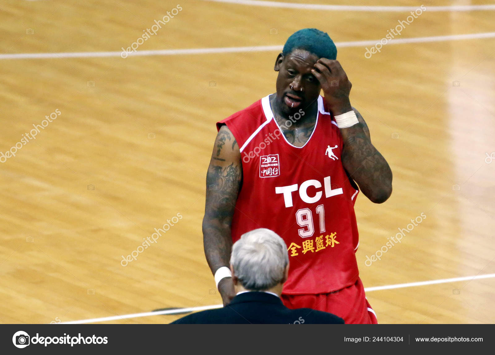 Nba Star Dennis Rodman Pro Ball Legend Pictured Friendly Basketball ...