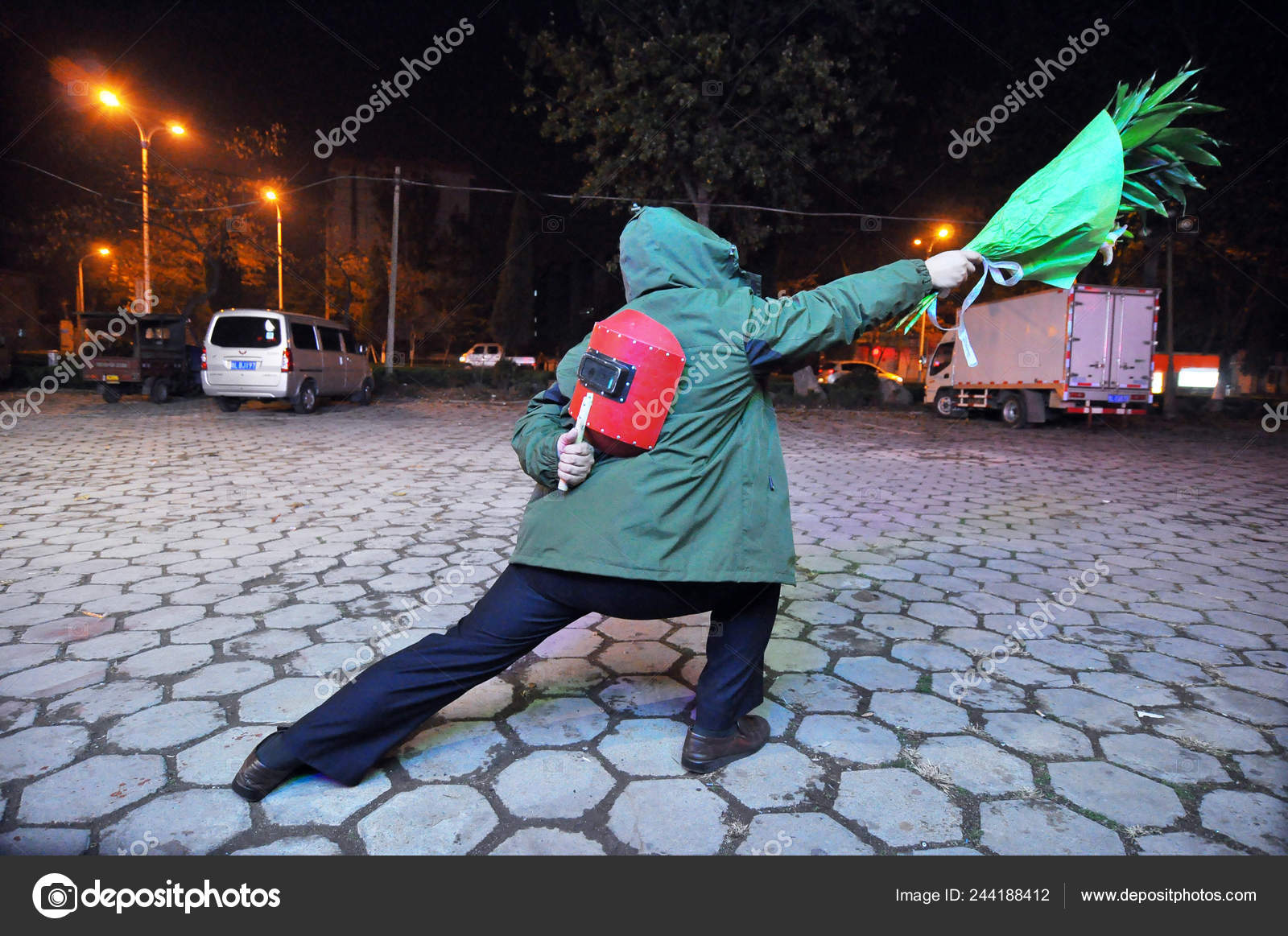 Chinese Man Mimics Hand Signals Flight Deck Crew Directing Fighter ...