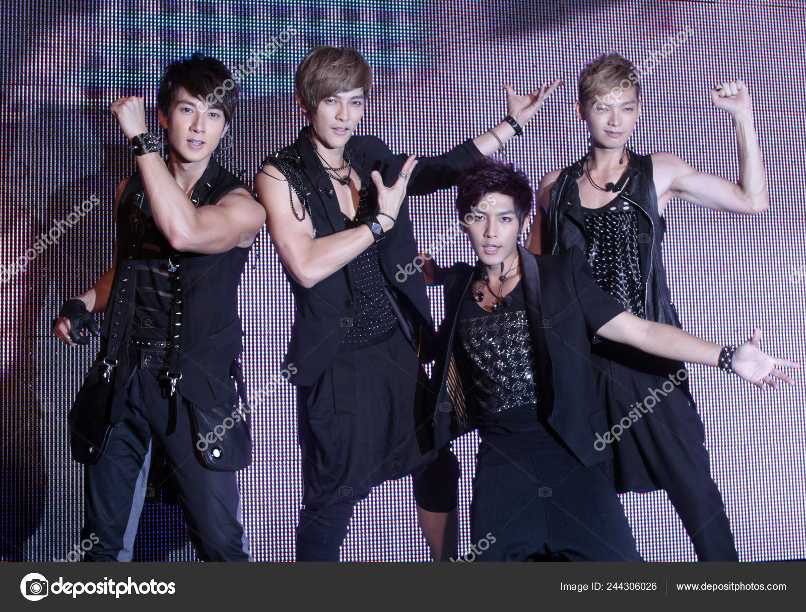 Taiwanese Band Pop Music Group Fahrenheit Performs Event Promote New ...