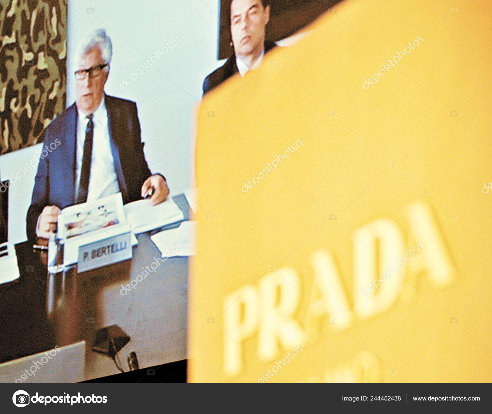 Patrizio Bertelli Ceo Seen Link Italy Televised Press Conference Prada ...