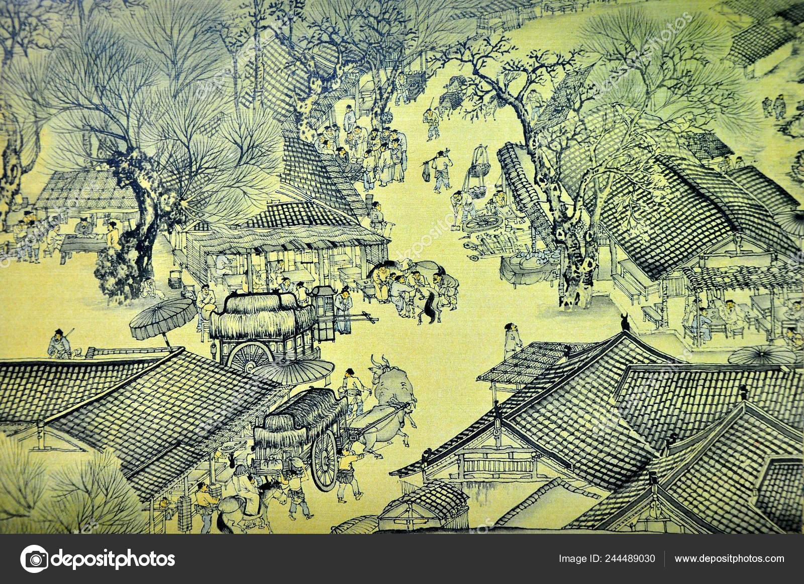 View Part Replica Painting River Qingming Festival Riverside Scene ...