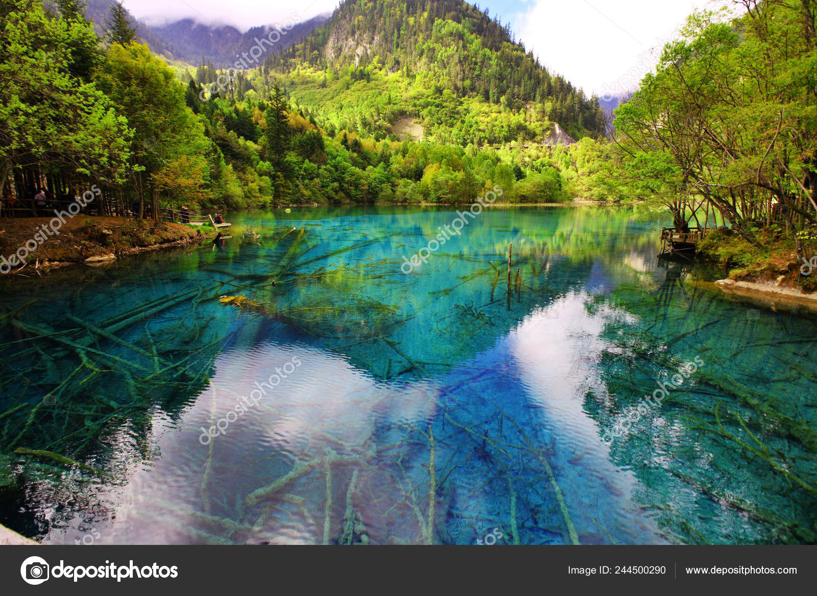 Scenic View Five Color Lake Jiuzhaigou Southwest Chinas Sichuan ...