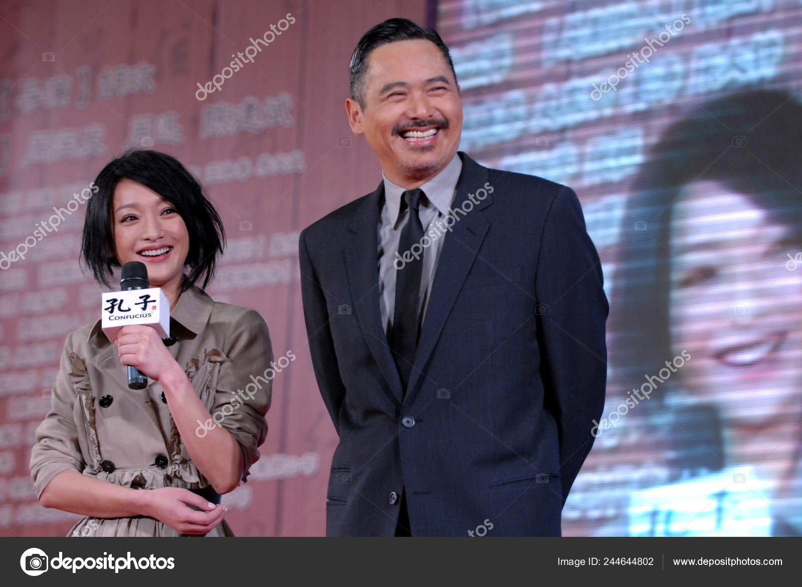 Ator Hong Kong Chow Yun Fat Certo Atriz Chinesa Zhou — Foto editorial ...