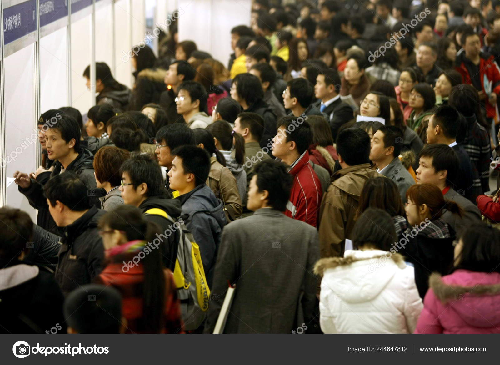 Chinese Job Seekers Crowd Booths Job Fair Beijing China February ...