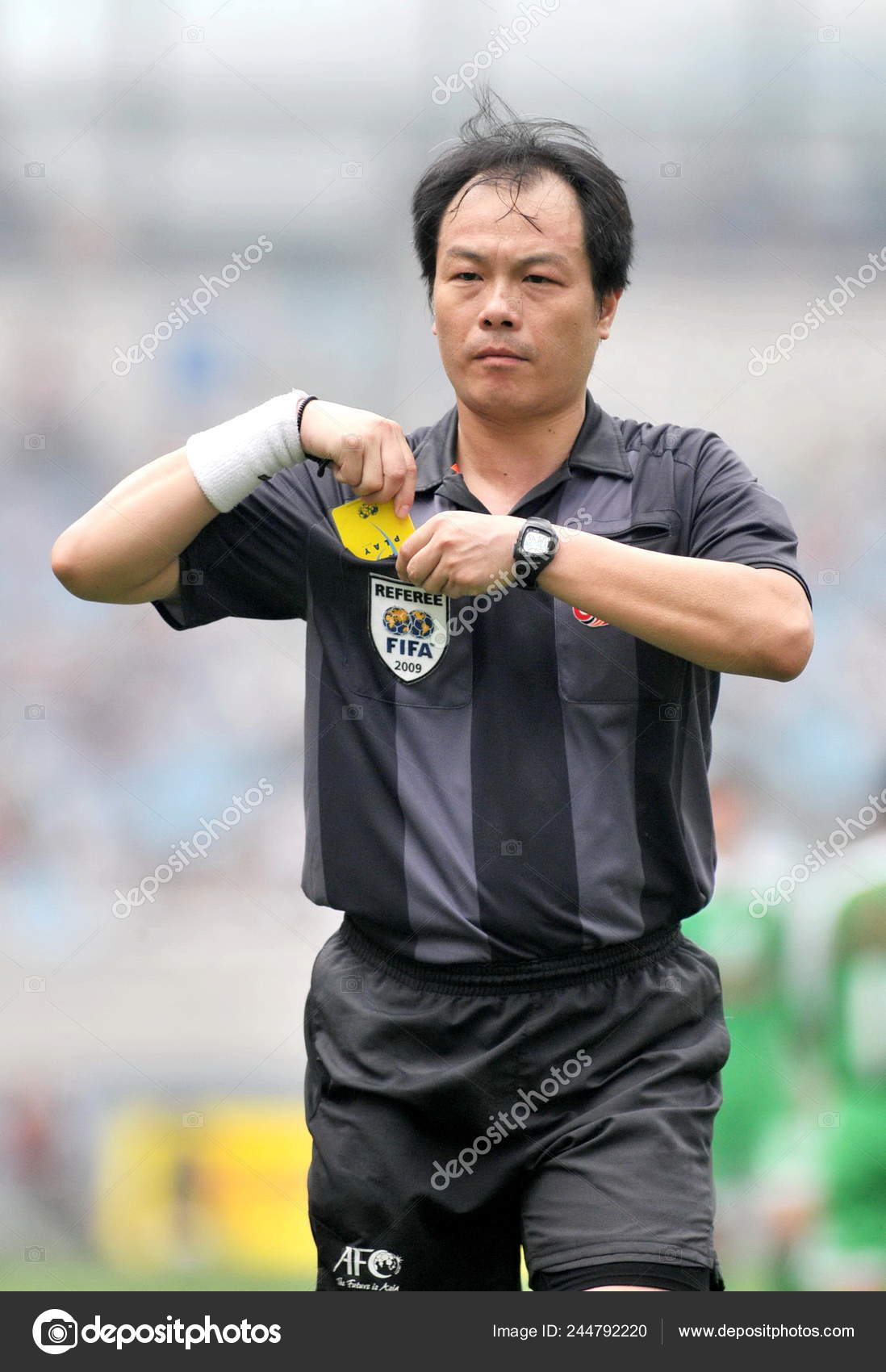 File Chinese Referee Huang Junjie Seen Match Jiangsu Shuntian Beijing ...