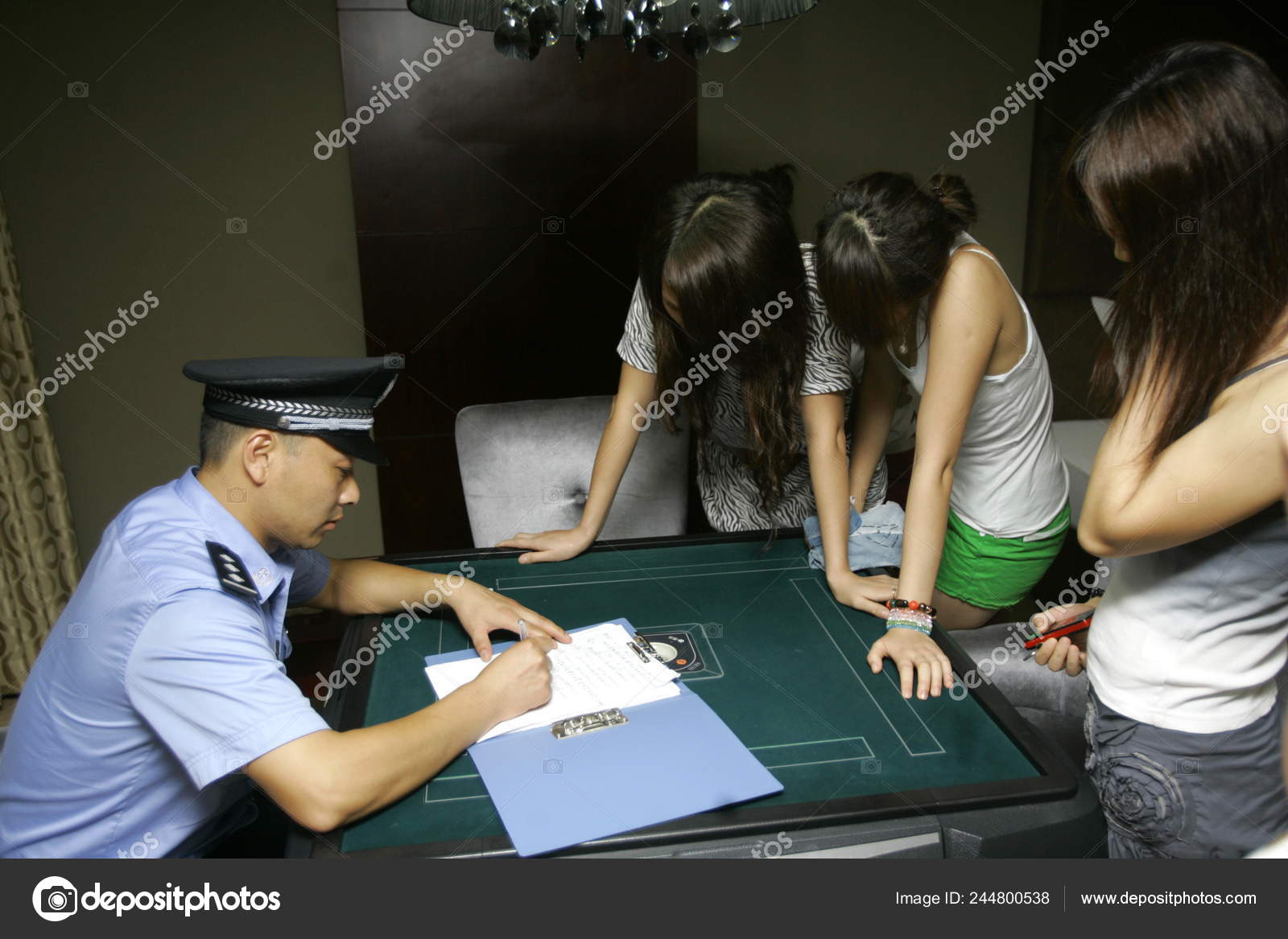 Chinese Police Officer Notes Information Prostitution Suspects Raid ...