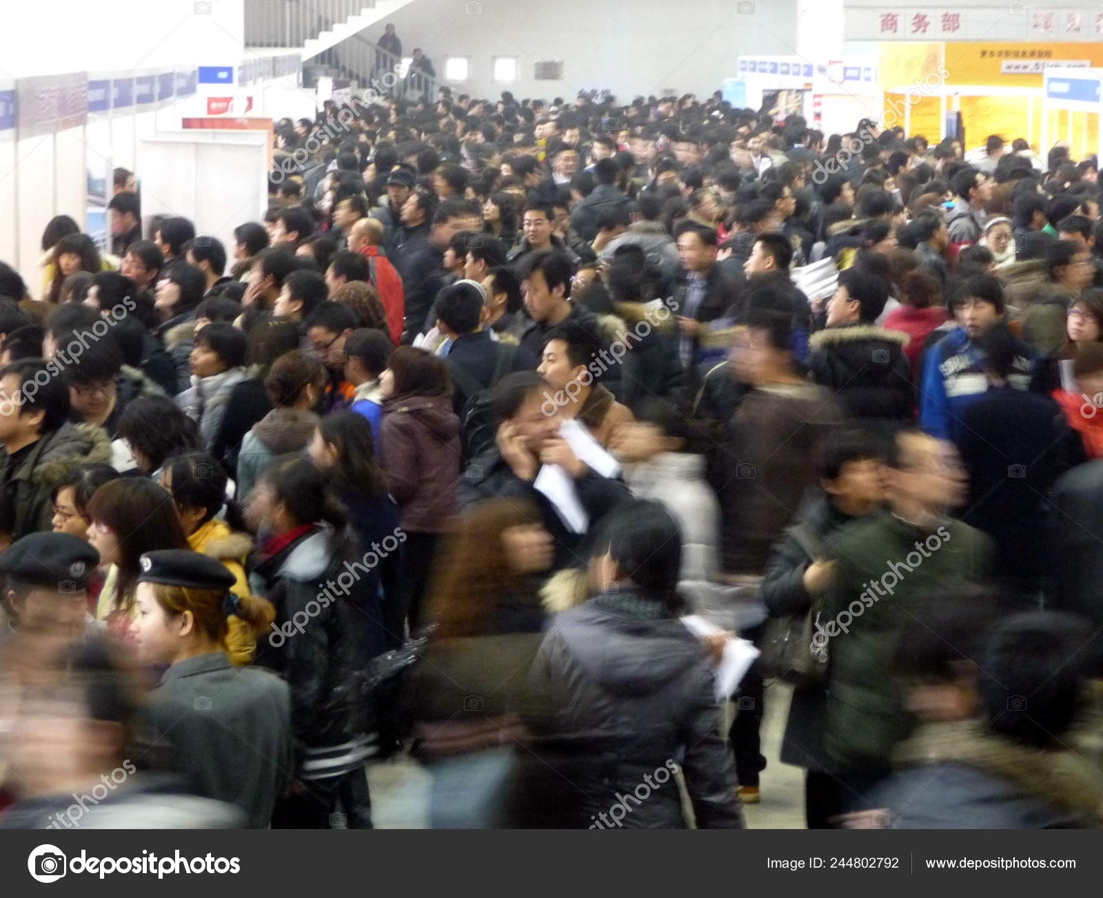 Chinese Job Seekers Crowd Booths Job Fair Beijing China February ...