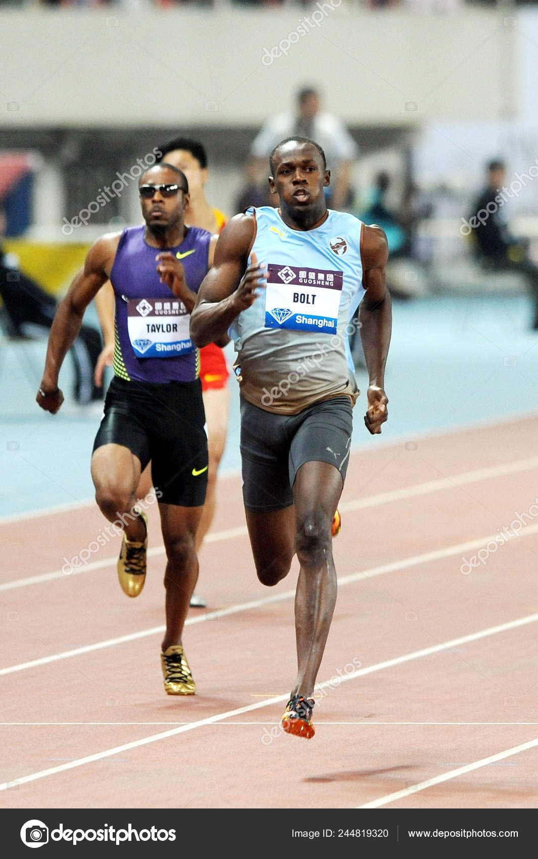 Usain Bolt Jamaica Right Other Sprinters Compete Mens 200M Event ...