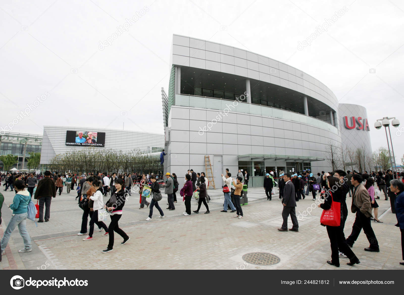 Visitors Crowd Usa Pavilion Trial Run Expo Site Shanghai China – Stock ...
