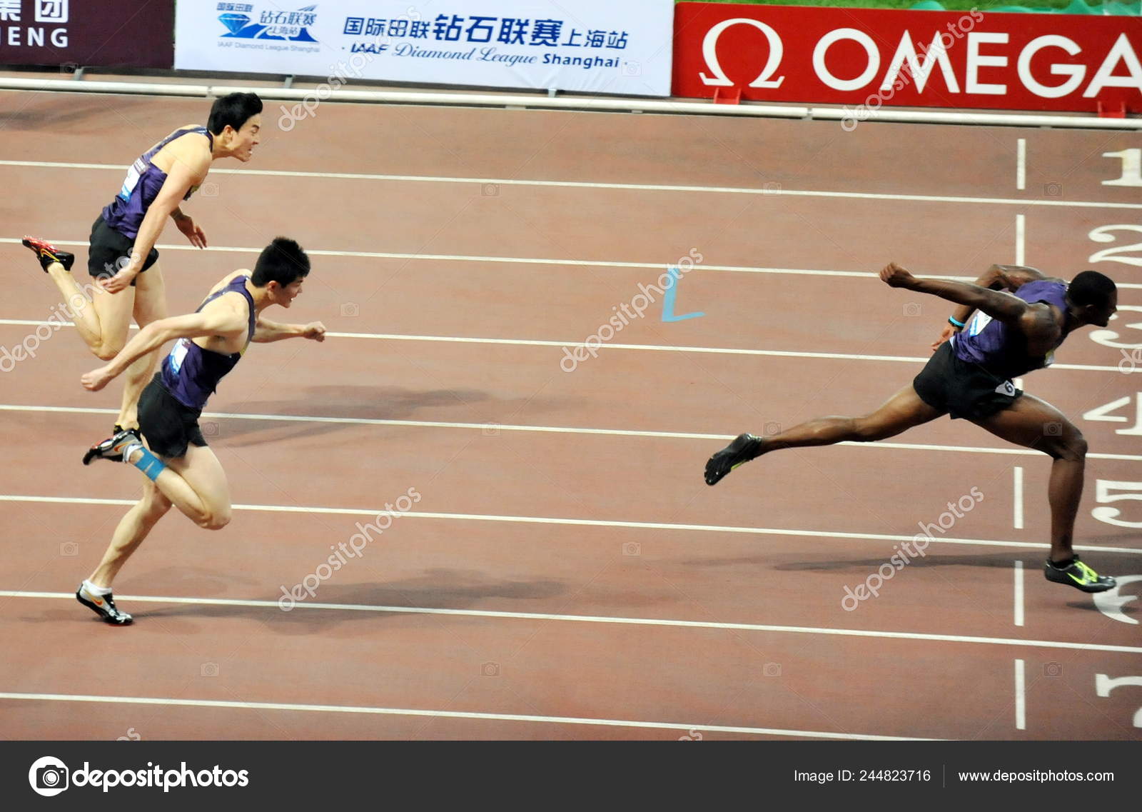 David Oliver United State Right Chinas Shi Dongpeng Left Front — Stock ...