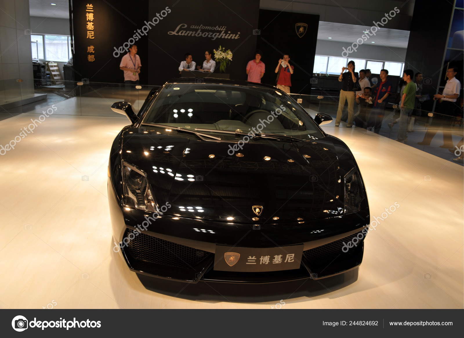 Chinese Visitors Look Lamborghini Car Auto Show Chongqing China June ...