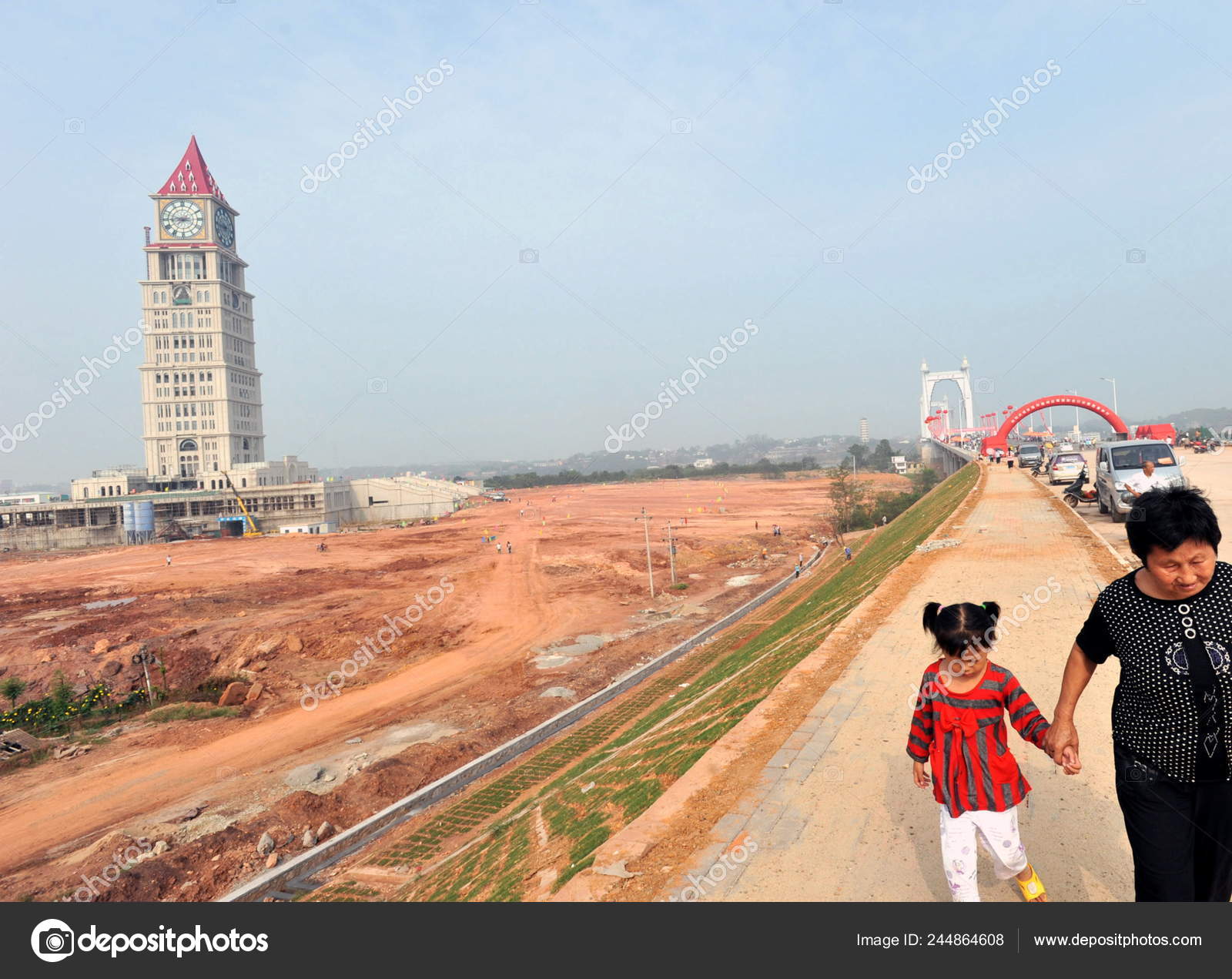 Local Residents Walk Harmony Clock Tower Biggest Mechanical Clock Tower ...