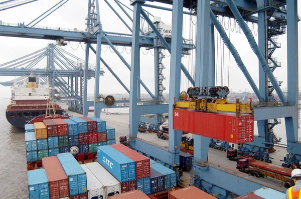 Container port ship Stock Photos, Royalty Free Container port ship ...