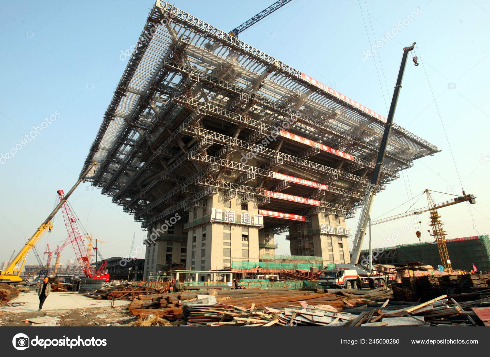 China Pavilion World Expo 2010 Seen Construction Pudong Shanghai China ...