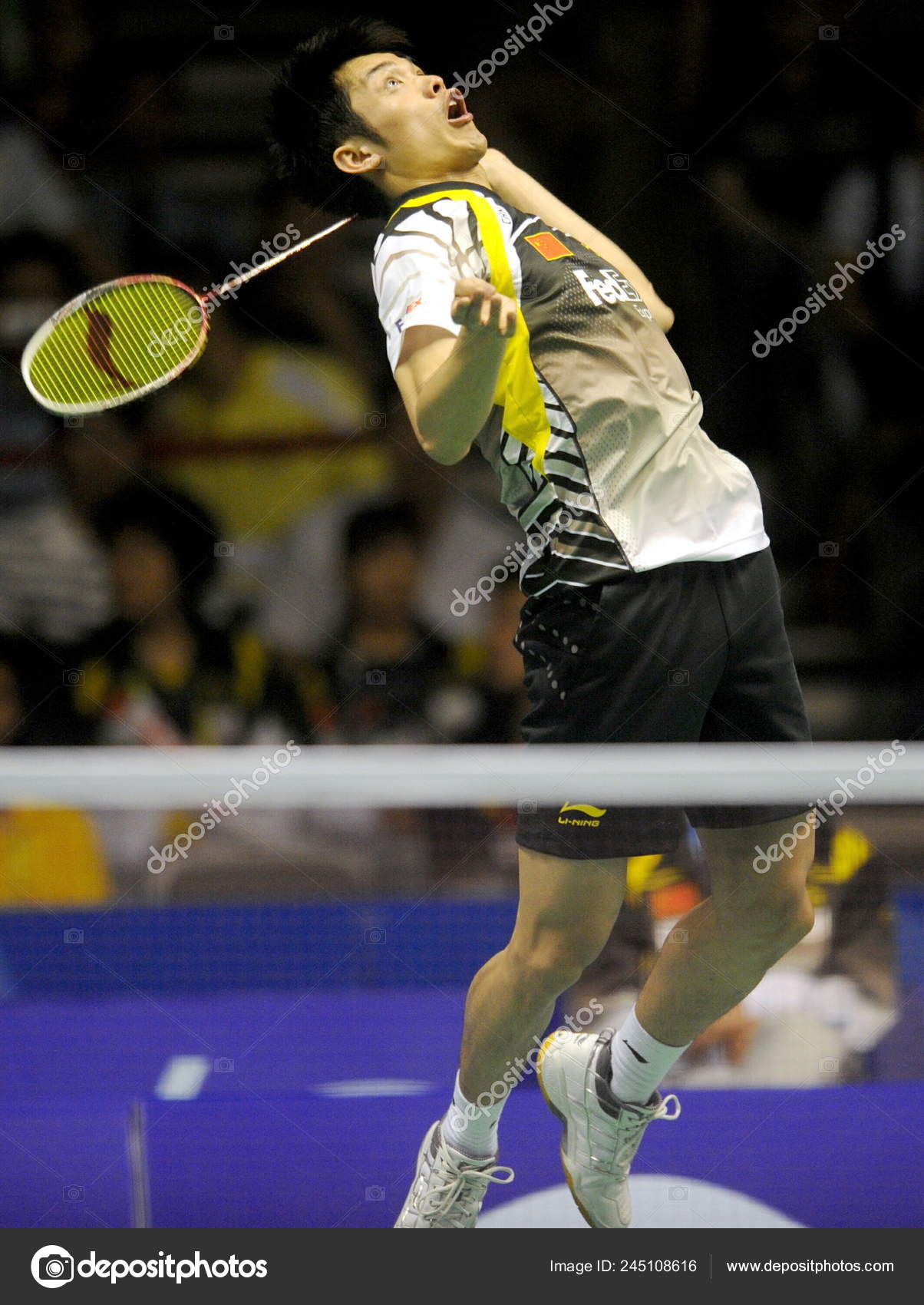 Chinas Lin Dan Competes Andrew Smith England Unseen Mens Single – Stock ...