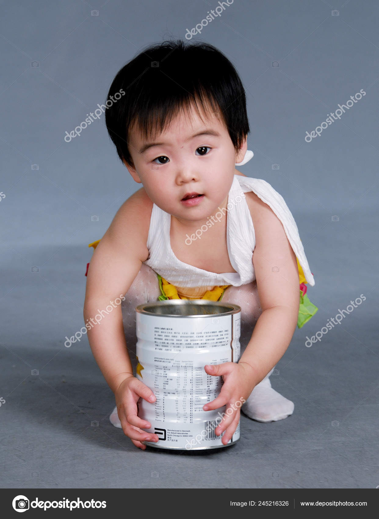 Little Chinese Girl Poses Can Milk Powder – Stock Editorial Photo ...