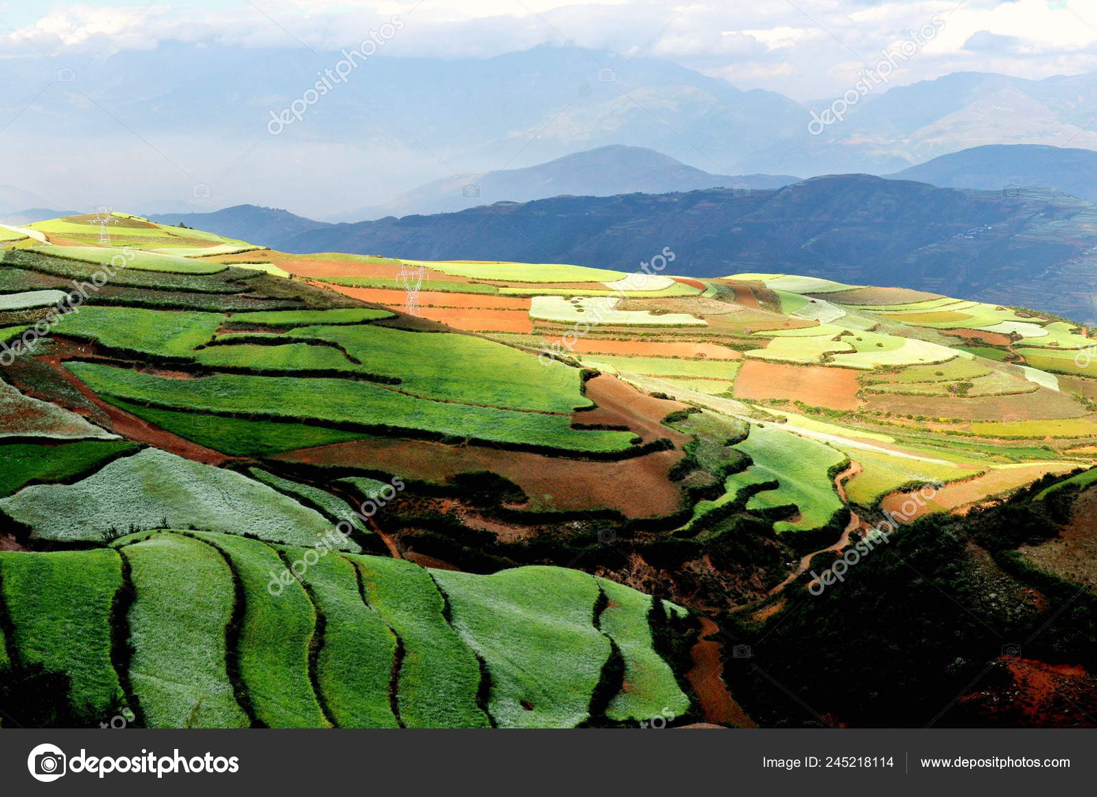 View Terraced Rice Fields Dongchuan District Kunming City Southwest ...
