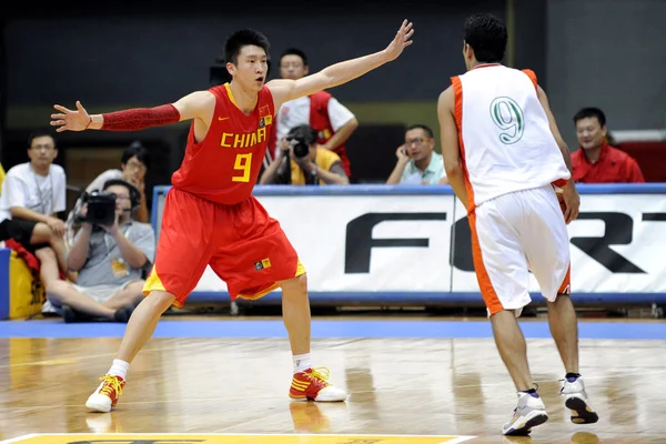 Chinas Sun Yue Back Tries Block Shot Osama Daghles Jordan – Stock ...