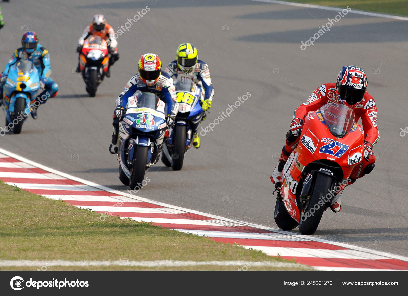 Australian Racer Casey Stoner Front Takes Lead Position Motogp Chinese ...