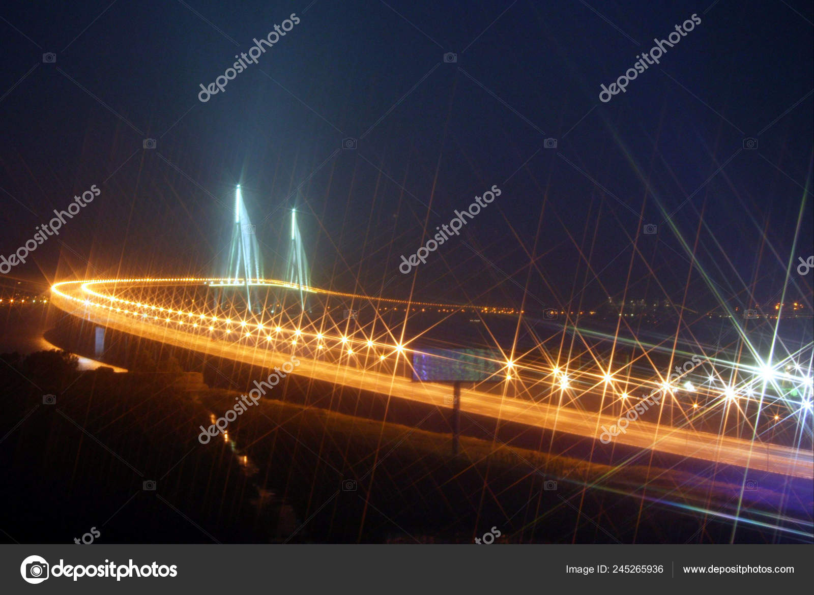 Night View Sutong Bridge Yangtze River East Chinas Jiangsu Province ...