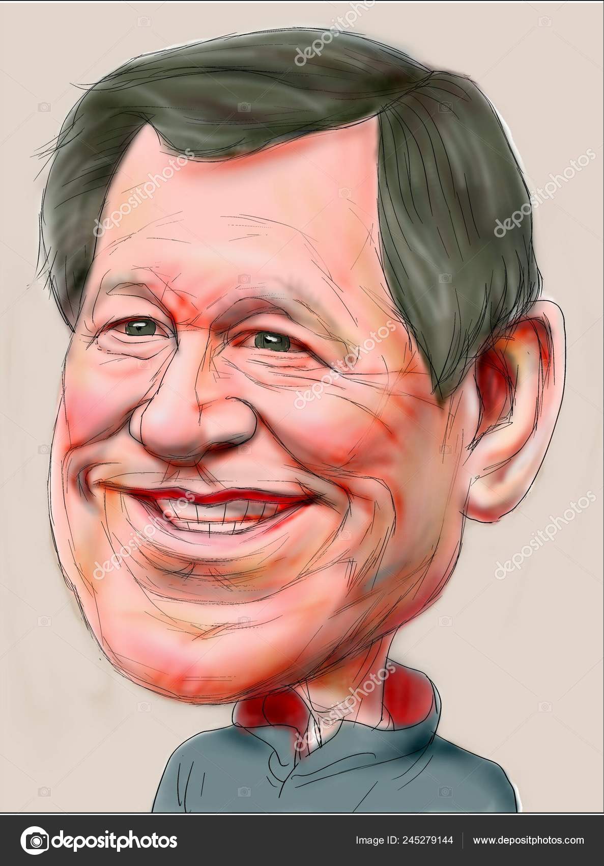 Cartoon Image Sir Alex Ferguson Head Coach Manchester United Football ...