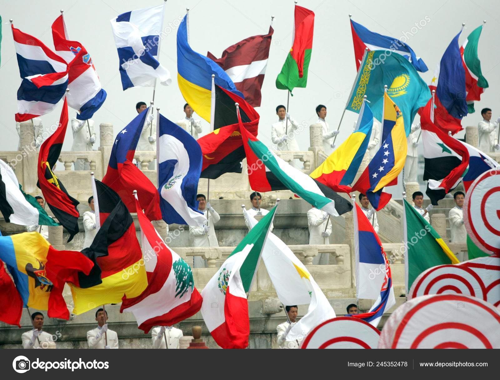 Chinese Performers Wave National Flags Beijing 2008 Paralympic Games ...