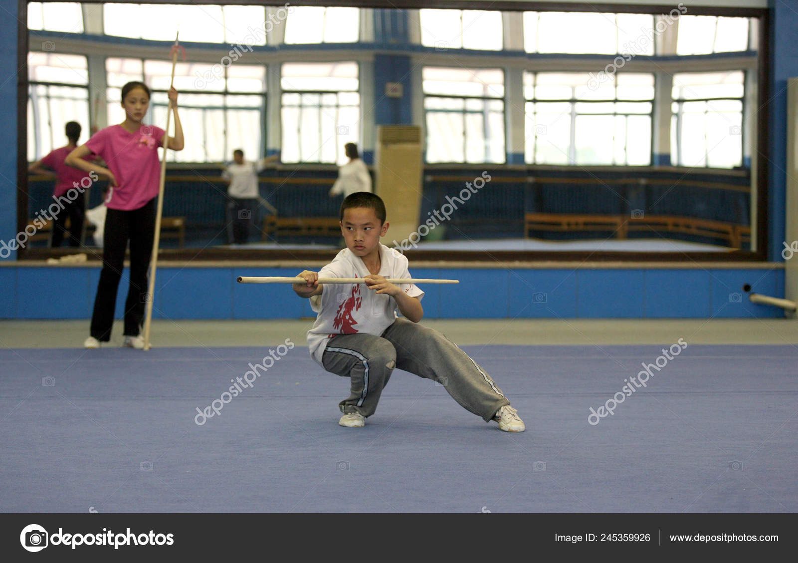 Chinese Kids Practise Wushu Martial Arts Training Session Beijing ...